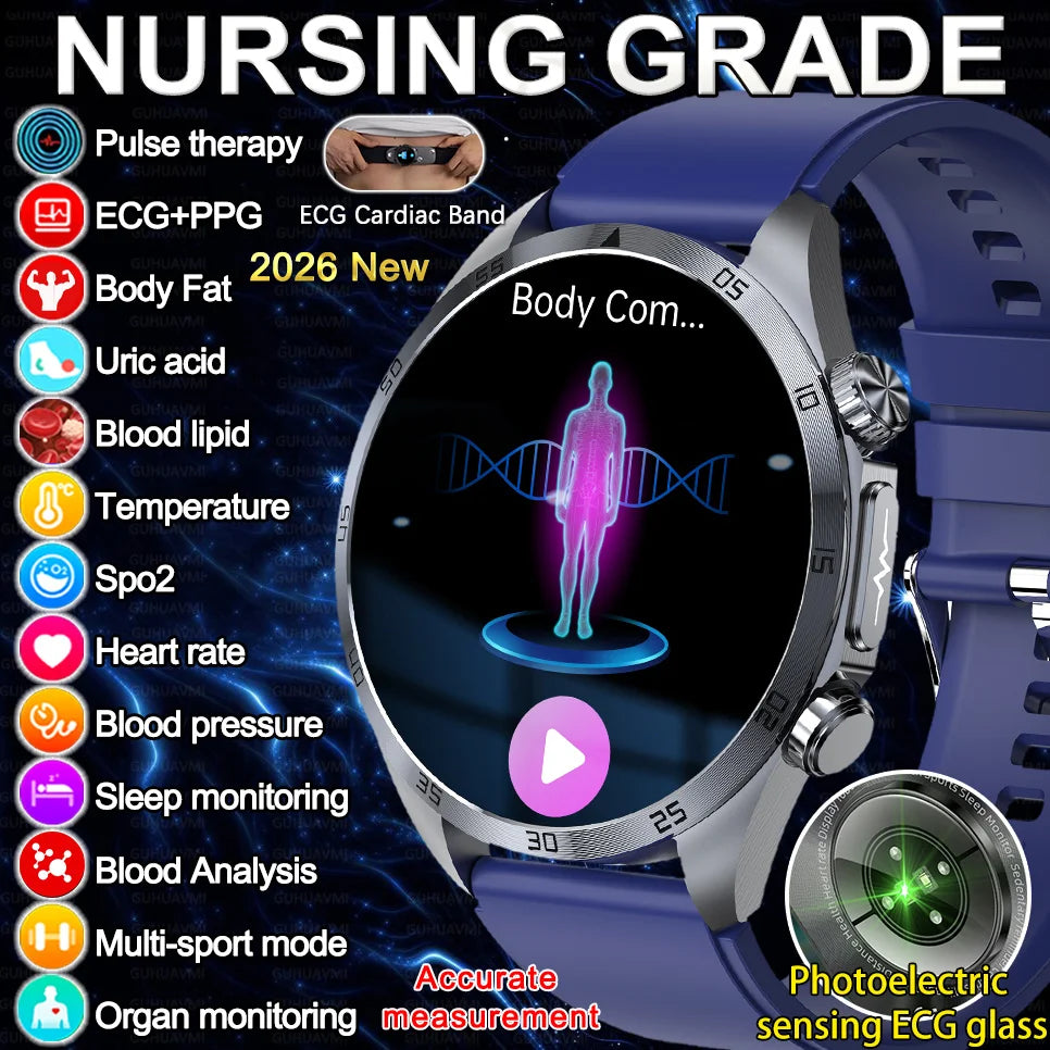 2026 NEW For Health Pulse Therapy Smart Watch ECG+PPG Blood Fats Uric ...